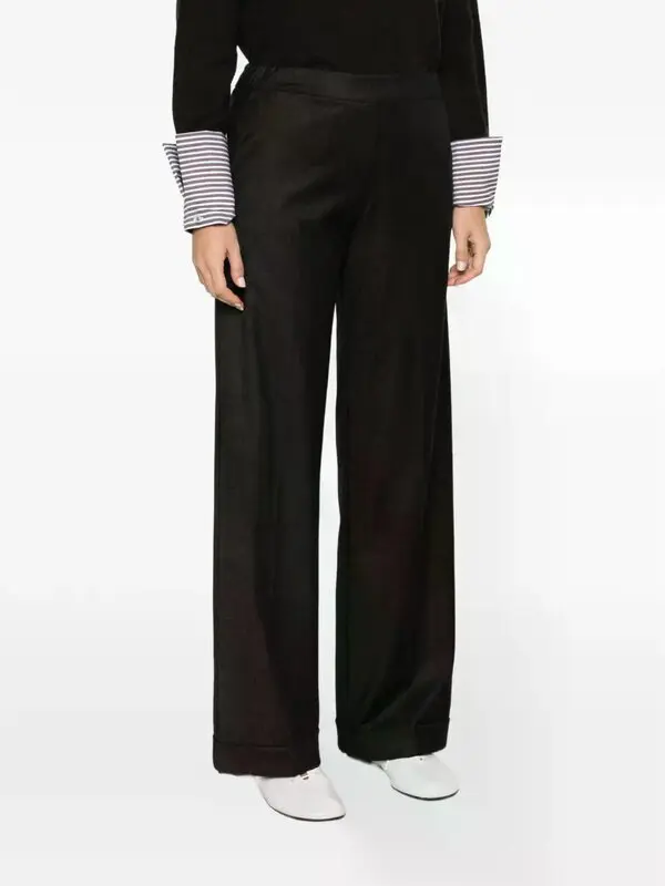 WHYCI Turn-up-cuff Wide-leg Trousers