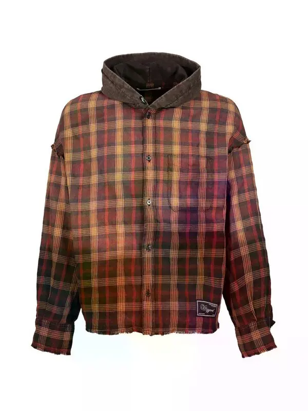 WIZZARD Check-pattern Hooded Shirt Jacket