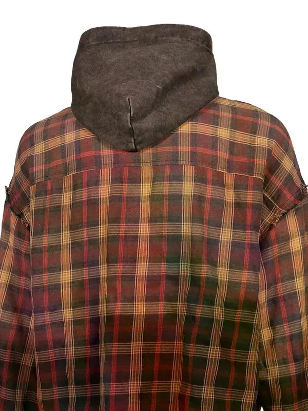 WIZZARD Check-pattern Hooded Shirt Jacket