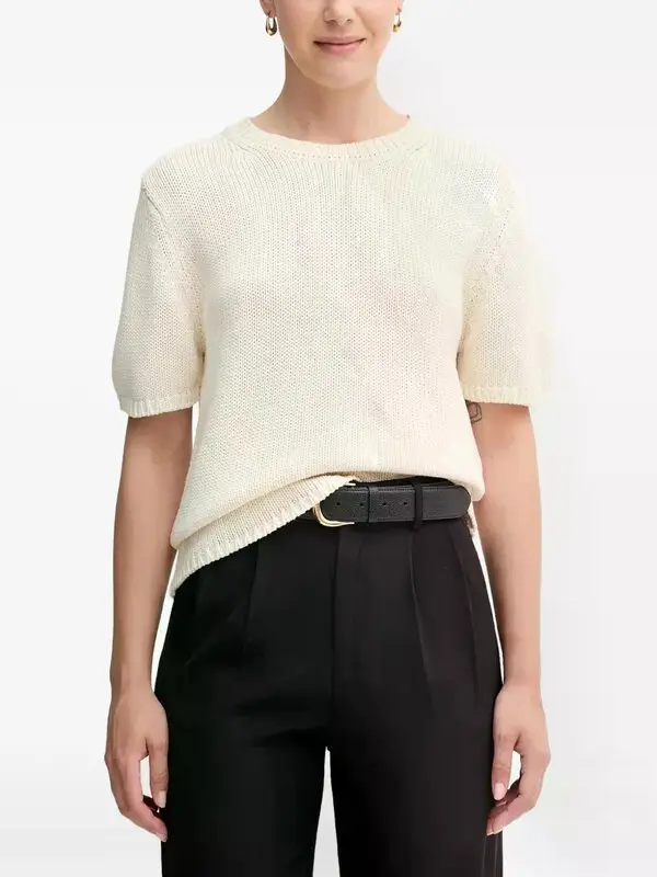 MOS MOSH Mmarin Short-sleeve Knitted Sweater - Neutrals