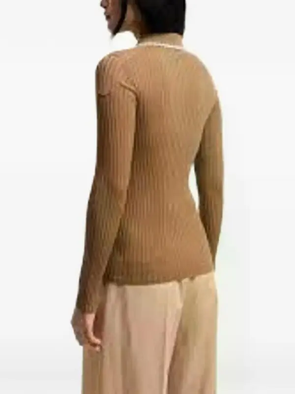 Moncler Ribbed-knit Long-sleeve Polo Shirt