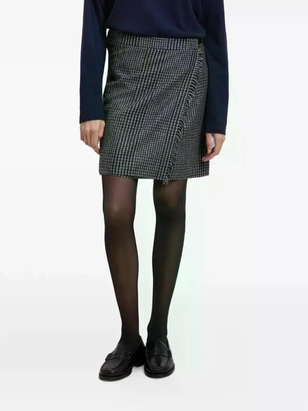 Woolrich Check-pattern Fringed Mini Skirt