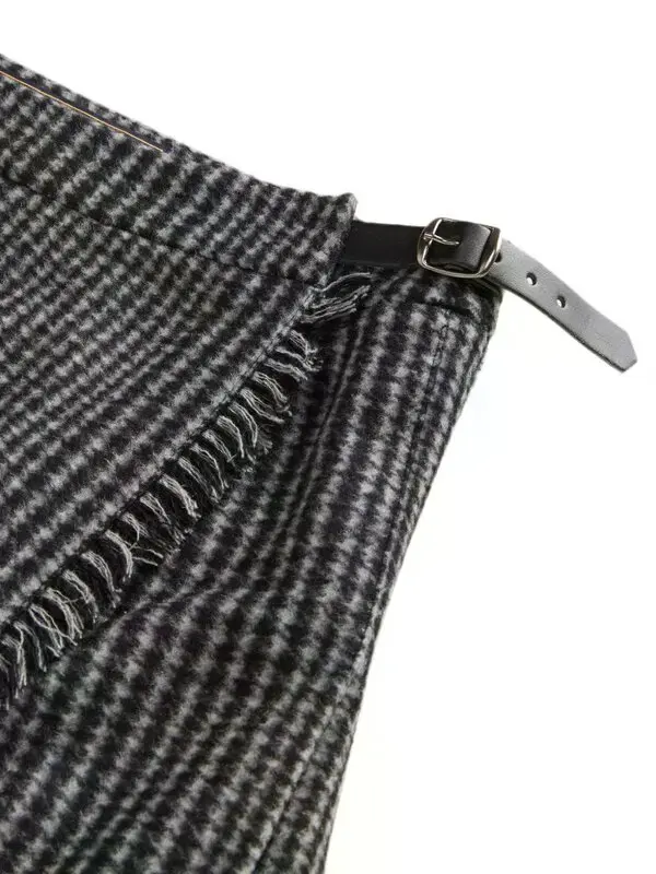 Woolrich Check-pattern Fringed Mini Skirt