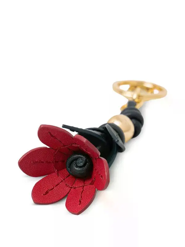 Furla Floral-pendant Leather Keyring - Red