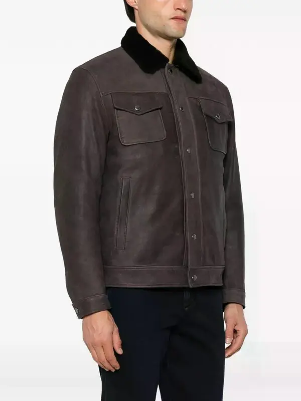 BARBA NAPOLI Shearling-collar Leather Jacket
