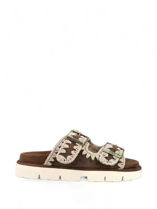 Mou Crochet-trim Suede Sandals