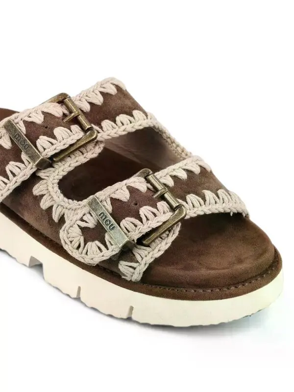 Mou Crochet-trim Suede Sandals