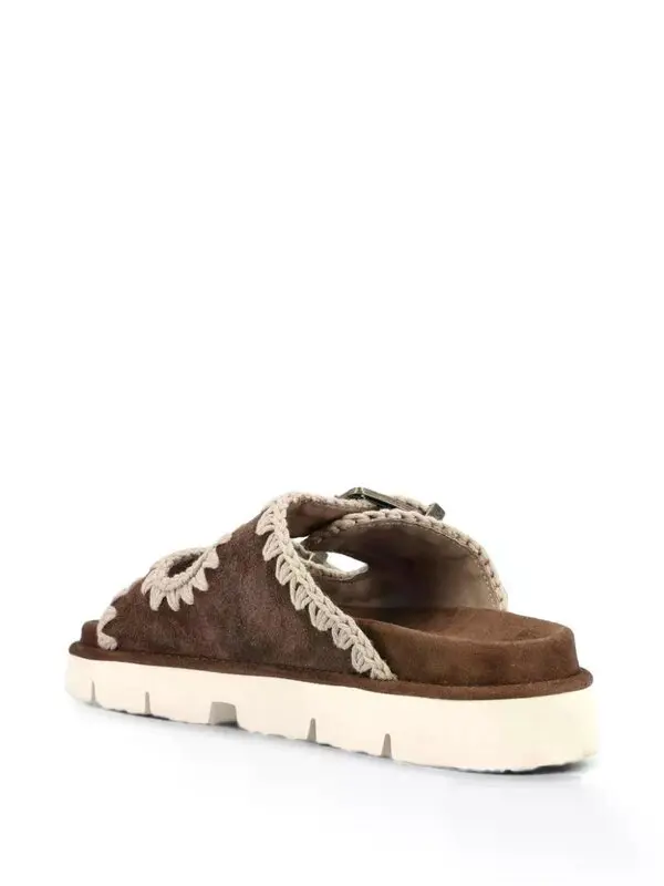 Mou Crochet-trim Suede Sandals