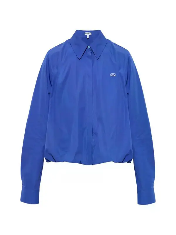 Loewe Anagram-embroidered Cropped Shirt - Blue