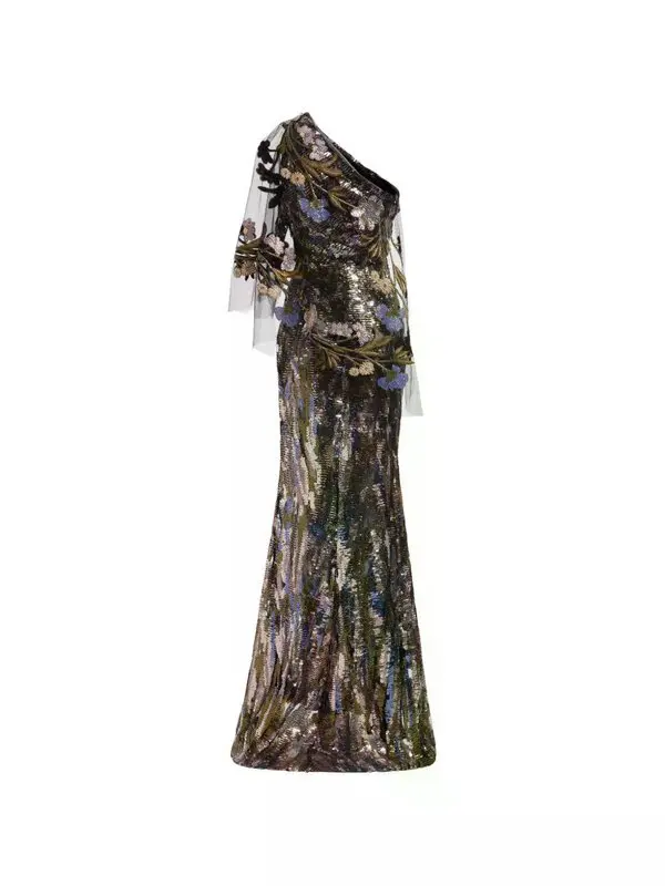 Elie Saab Sequin-embellished One-shoulder Maxi Dress