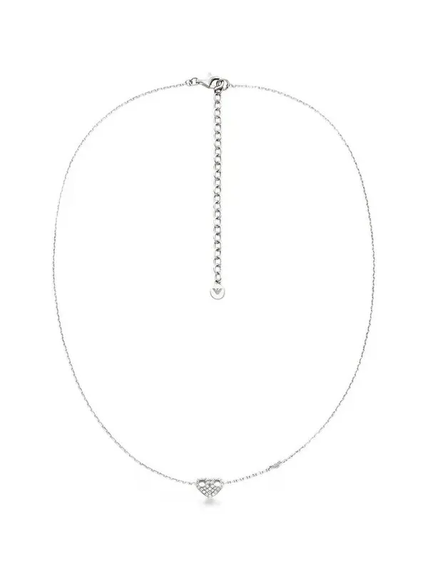 Emporio Armani Sentimental Heart-pendant Crystal-embellished Necklace - Silver