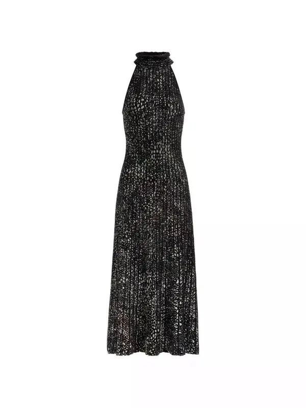 Elie Saab Irregular-dot Halter-neck Midi Dress - Black