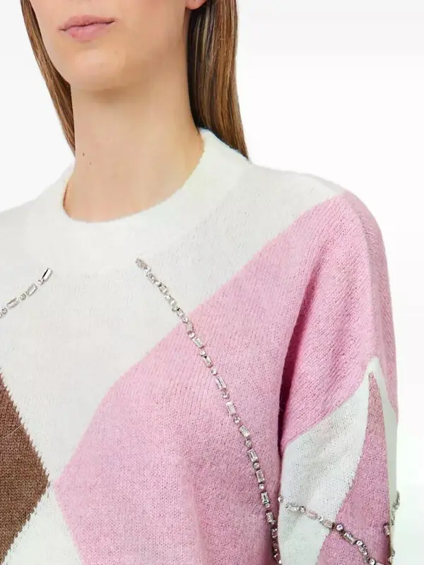 Liu Jo Argyle Crystal-embellished Sweater