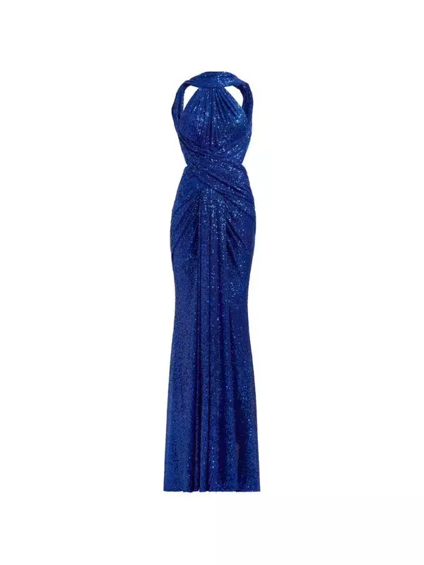 Elie Saab Sequin-embellished Halter-neck Maxi Dress
