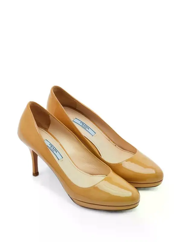 Prada Almond-toe Patent-leather Heeled Pumps
