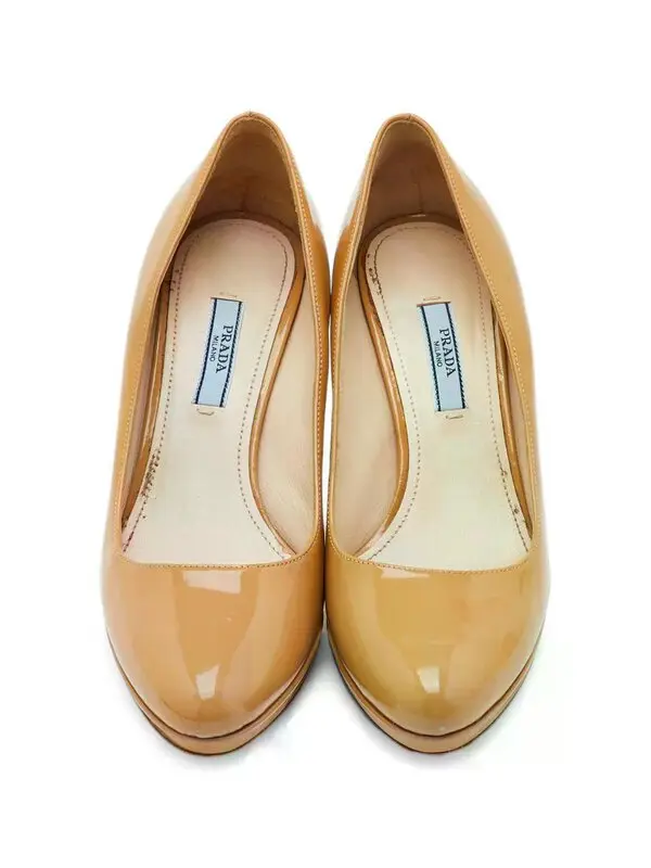 Prada Almond-toe Patent-leather Heeled Pumps