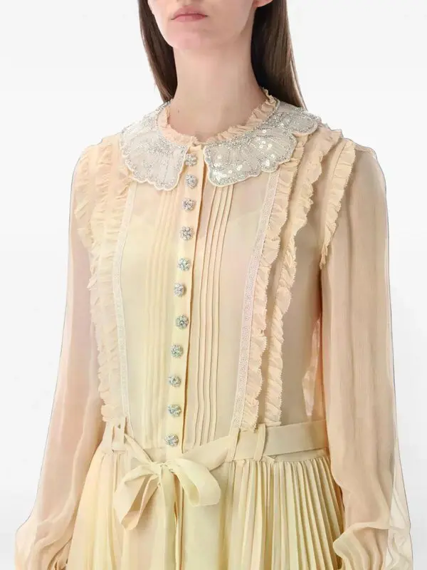 SELF-PORTRAIT Pleated Georgette Mini Dress