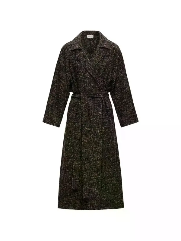 Magda Butrym Belted Bouclé-knit Coat - Brown