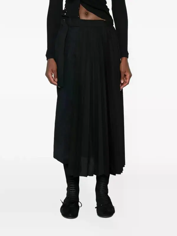 Sacai Double-faced Herringbone Pleated Maxi Skirt