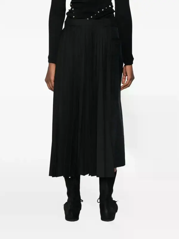 Sacai Double-faced Herringbone Pleated Maxi Skirt