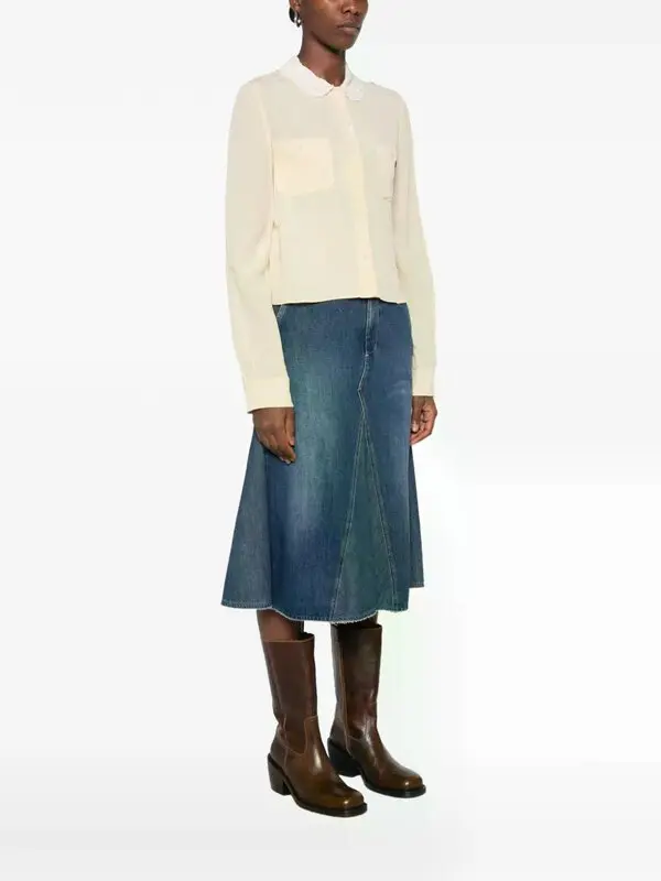 Miu Miu Scalloped-collar Logo-patch Shirt