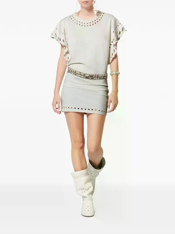 Isabel Marant Étoile Laser-cut Ruffled Mini Dress - Neutrals