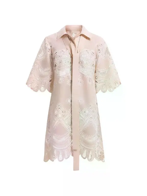 Elie Saab Embroidered Pussy-bow Mini Dress