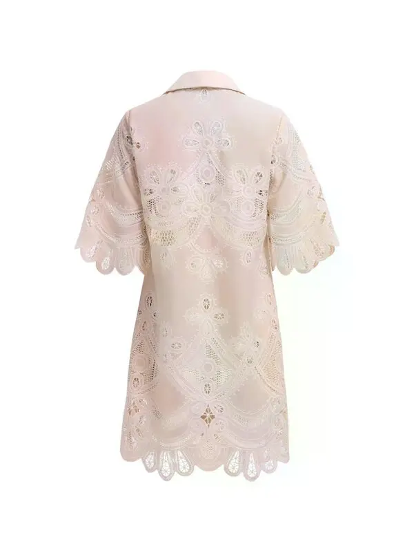 Elie Saab Embroidered Pussy-bow Mini Dress