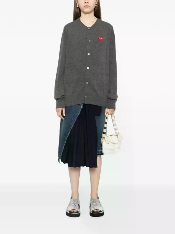 Play Comme Des Garcon Heart-patch Wool Cardigan