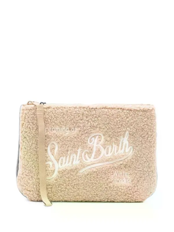 MC2 SAINT BARTH Aline Logo-embroidered Shearling-effect Clutch Bag