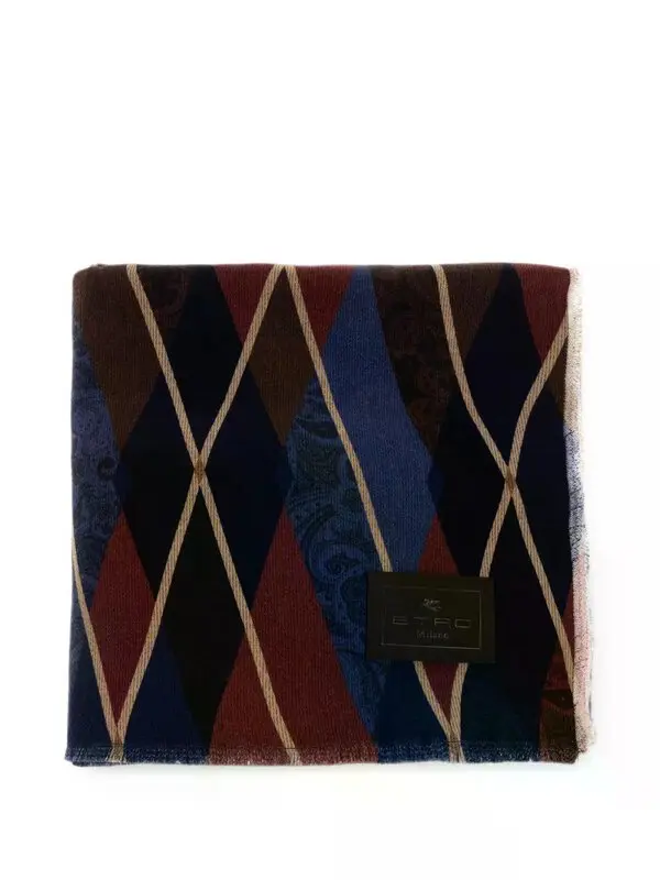Etro Paisley Argyle-pattern Blanket - Blue