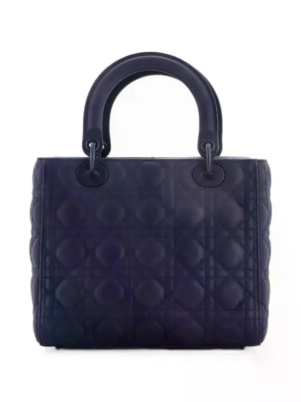 Dior Ultra Matte Lady Bag Cannage Quilt Calfskin Medium Satchel - Blue