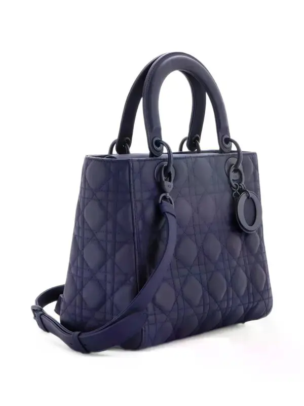 Dior Ultra Matte Lady Bag Cannage Quilt Calfskin Medium Satchel - Blue