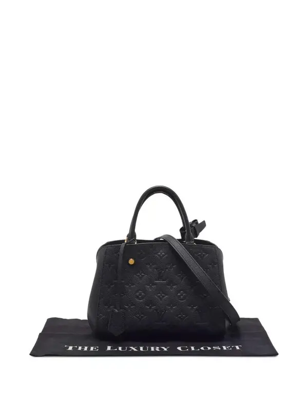 LOUIS VUITTON 2015 Montaigne Monogram Empreinte Satchel Bag - Black