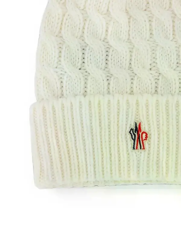 Moncler Cable-knit Pompom Beanie Hat