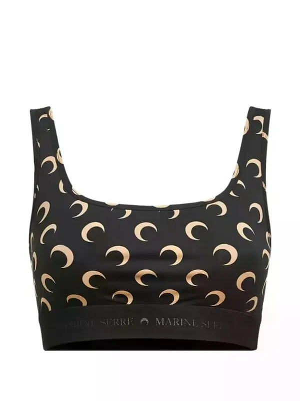 MARINE SERRE Recycled Moon Jersey Sport Bra - Black