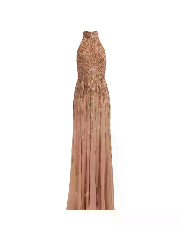 Elie Saab Bead-embroidered Halterneck Maxi Dress