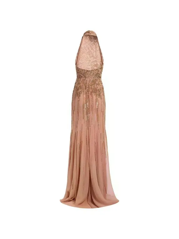 Elie Saab Bead-embroidered Halterneck Maxi Dress