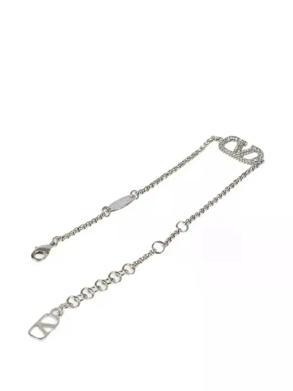 Valentino Garavani Vlogo Signature Bracelet In Metal And Swarovski® Crystals - Silver