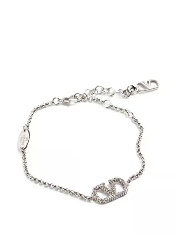 Valentino Garavani Vlogo Signature Bracelet In Metal And Swarovski® Crystals - Silver
