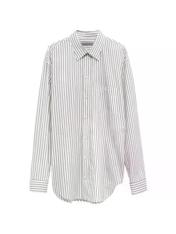 Balenciaga Striped Embroidered-logo Shirt