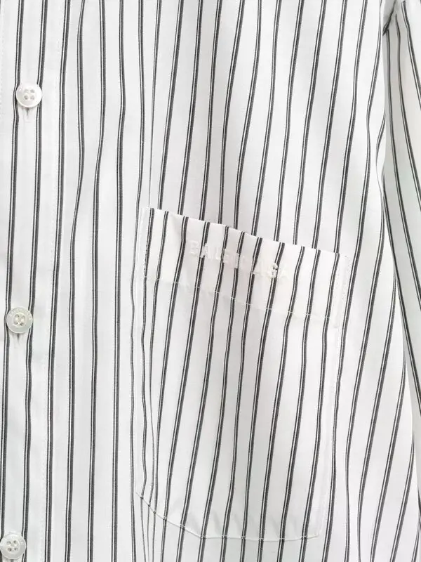 Balenciaga Striped Embroidered-logo Shirt