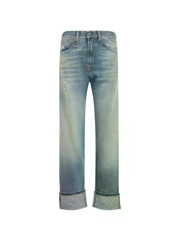 R13 Distressed Cuffed Boyfriend Jeans