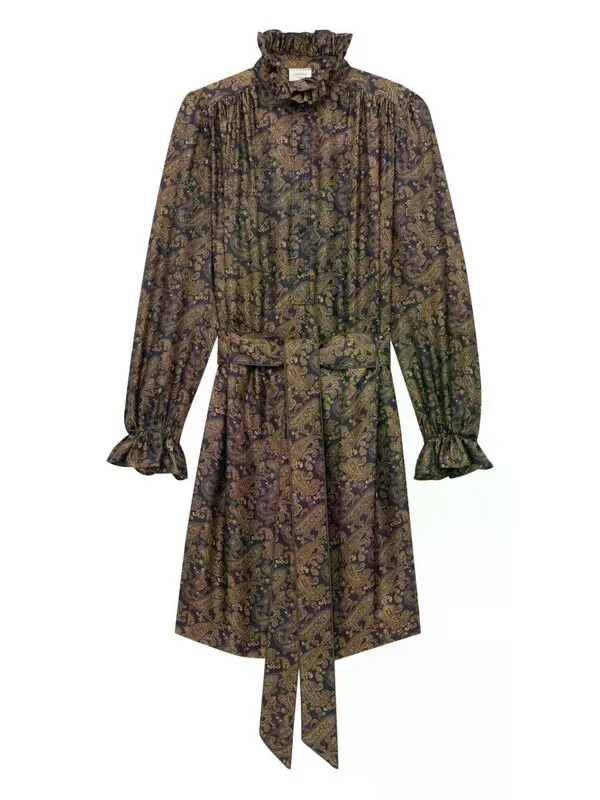 Saint Laurent Paisley-print Ruffled Dress