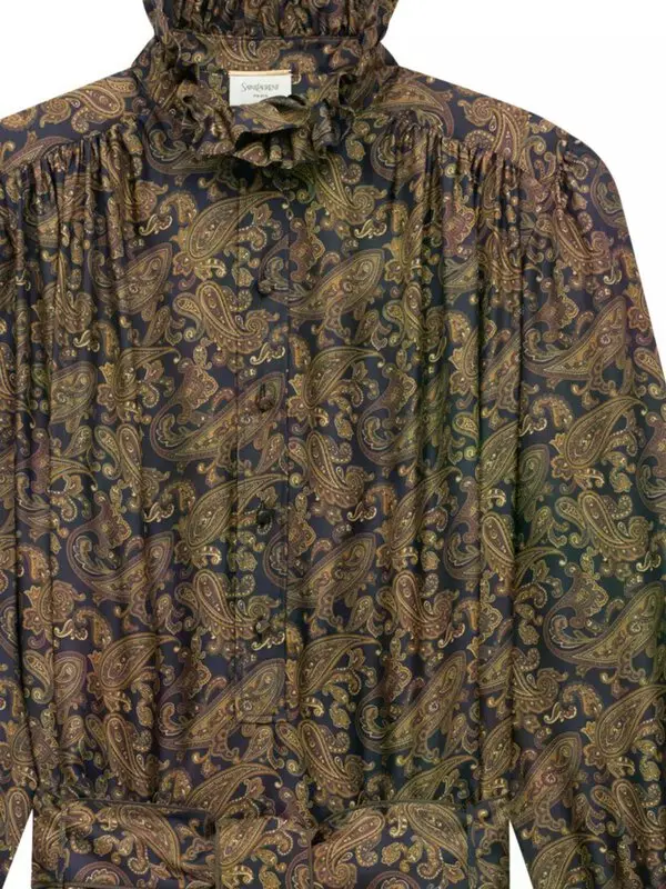 Saint Laurent Paisley-print Ruffled Dress