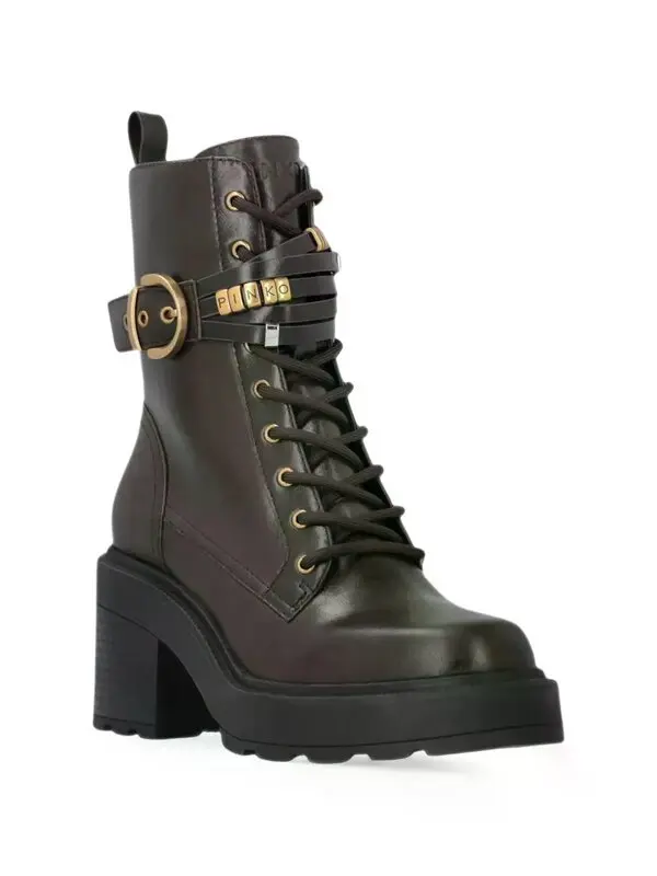Pinko Buckled Lace-up Combat Boots