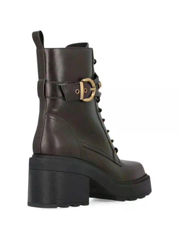 Pinko Buckled Lace-up Combat Boots