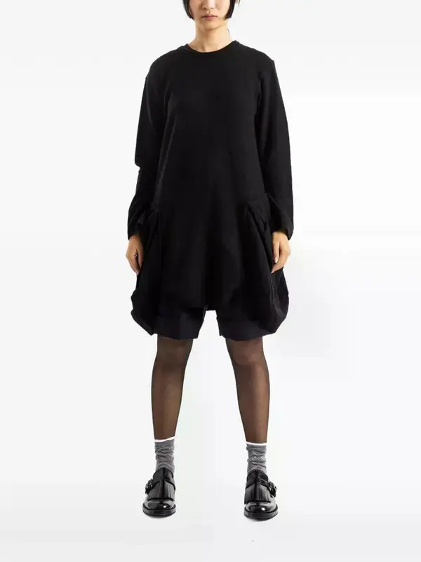 Comme Des Garçons Draped-pocket Boiled Wool Sweater Dress