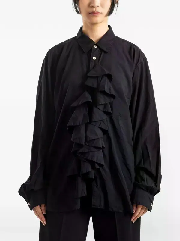 Comme Des Garçons Oversized Ruffled Jabot Cotton Shirt