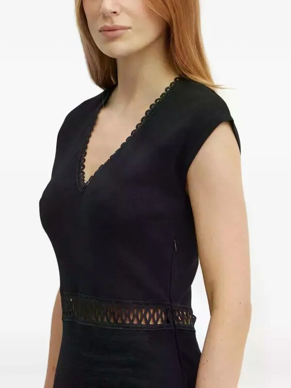 MORGAN Lace-trim V-neck Mini Dress
